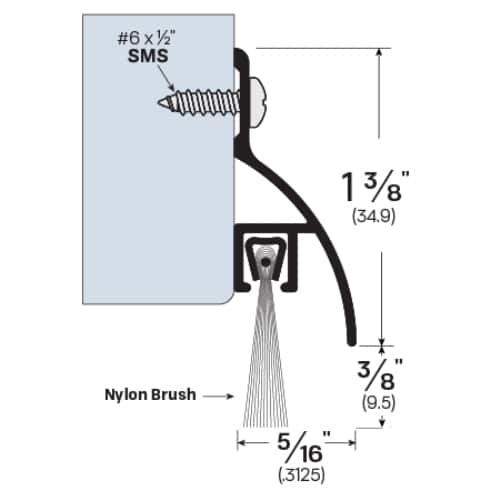 Surface Mounted Rain Drip with Brush Door Sweep - Mounting Thickness of ...