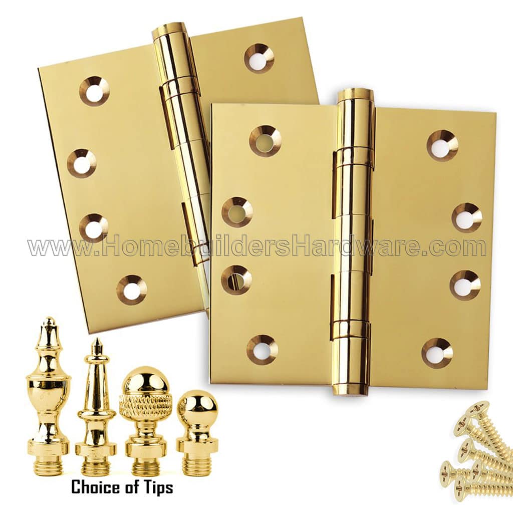 Door Hinges 4 x 4 Inch Solid Brass Ball Bearing - Polished Brass (US3) – Homebuilders Hardware