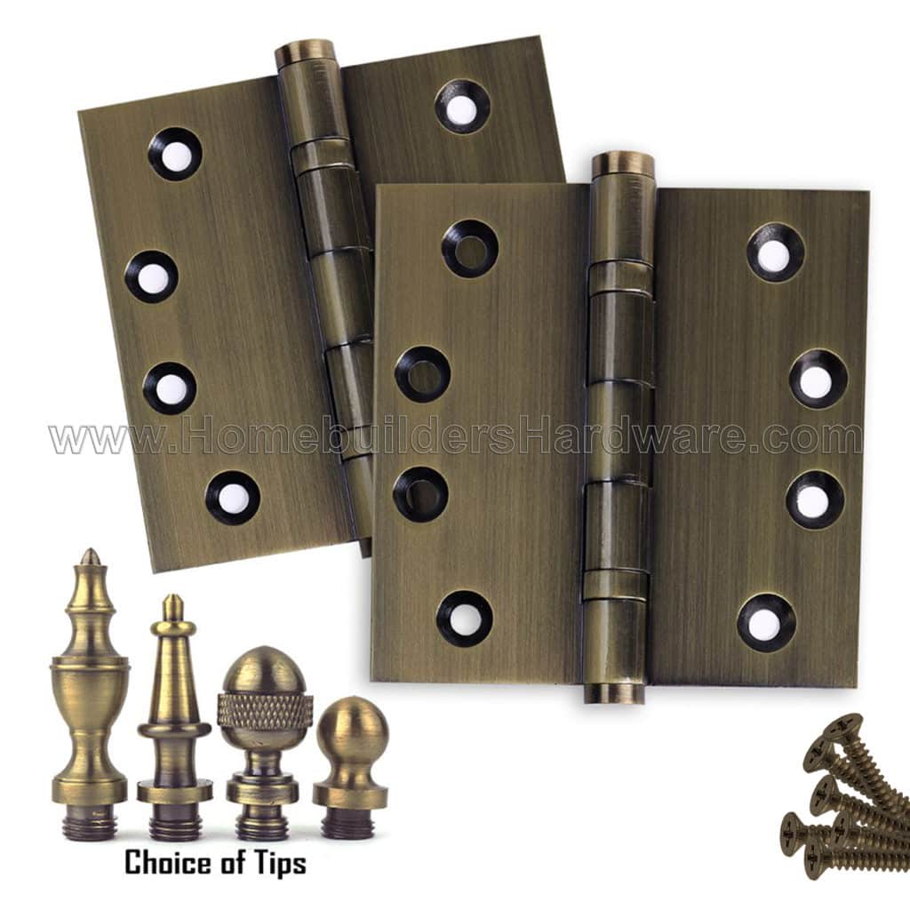 Door Hinges 4 x 4 Inch Solid Brass Ball Bearing - Antique Brass (US5) – Homebuilders Hardware