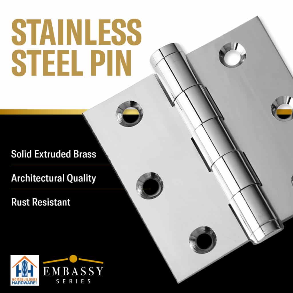 Door Hinge 3 X 3 Solid Brass Polished Chrome Us26 Homebuilders Hardware