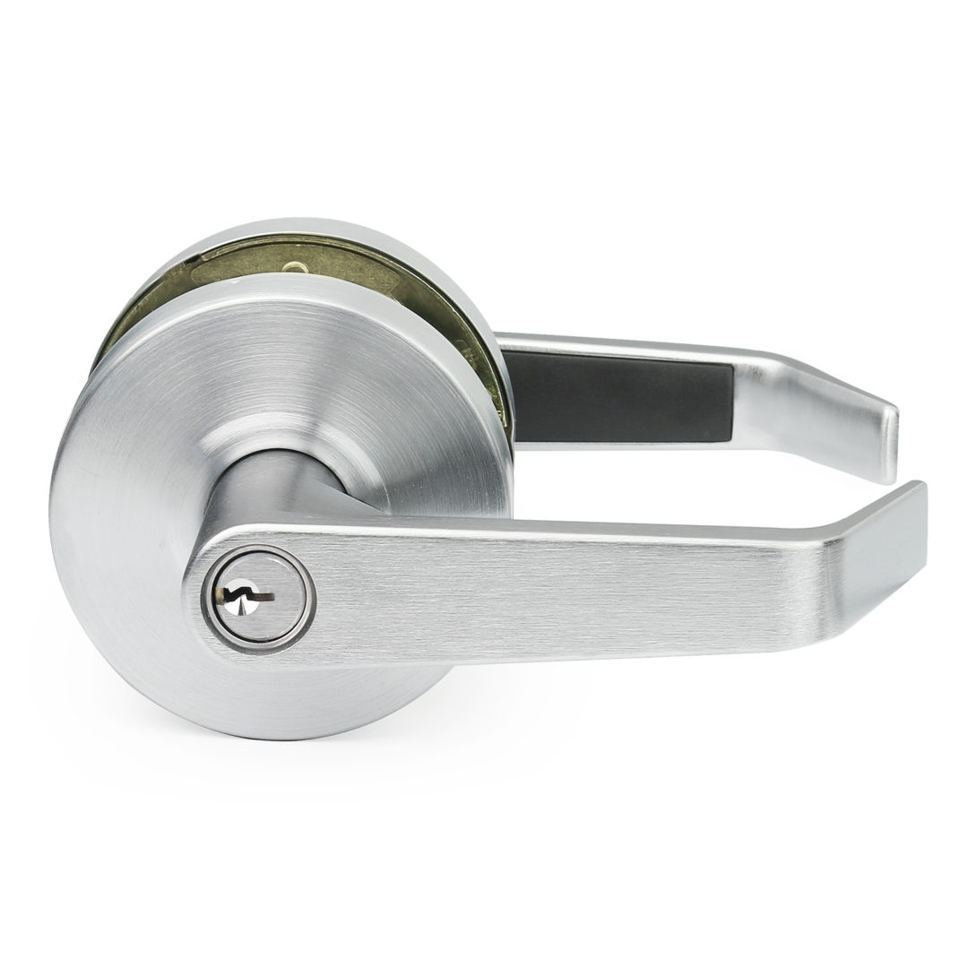 Door Lever Lockset, Heavy Duty Grade 2, Brushed Chrome, Lawrence Hardware