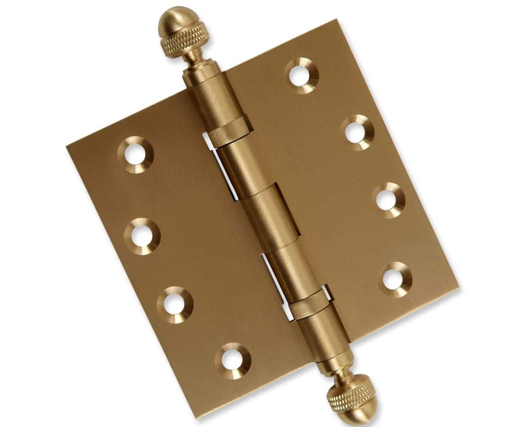 Door Hinge 4 x 4 Inch Solid Brass Ball Bearing - Satin Brass (US4) | Homebuilders Hardware
