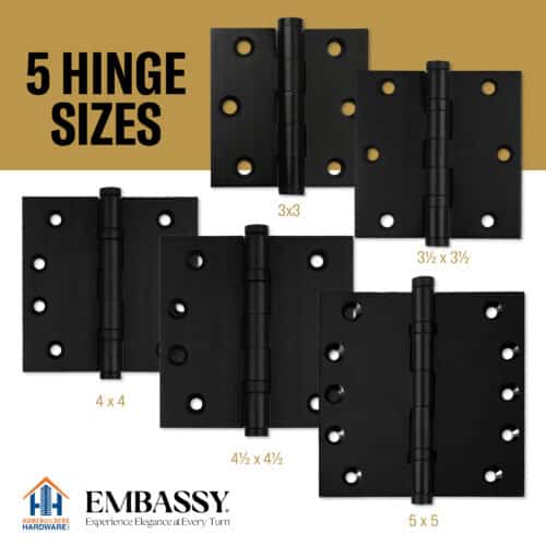 Door Hinge 3 x 3 Solid Brass - Black (US19)