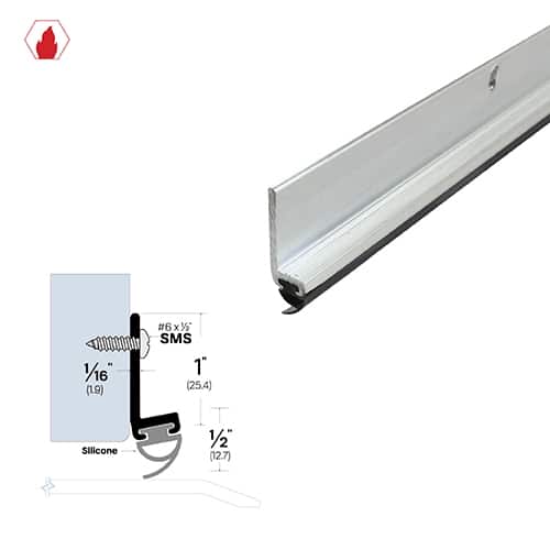 Silicone Door Sweep - Surface Mounted - Fire Rated - Sweep Height of 1/ ...